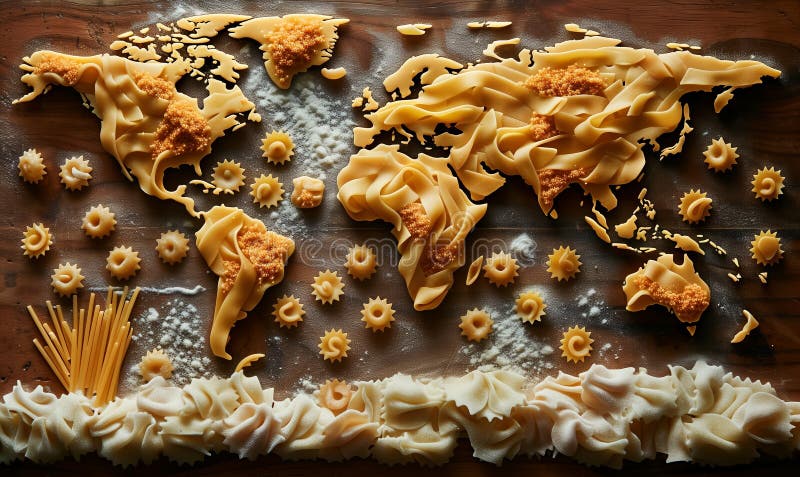 World map made from pasta. stock image. Image of globe - 320875567