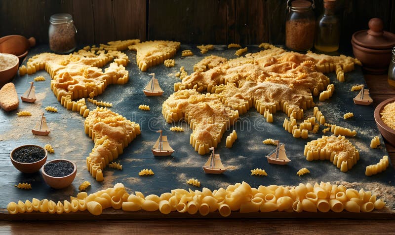 World map made from pasta. stock photo. Image of representation - 320875830