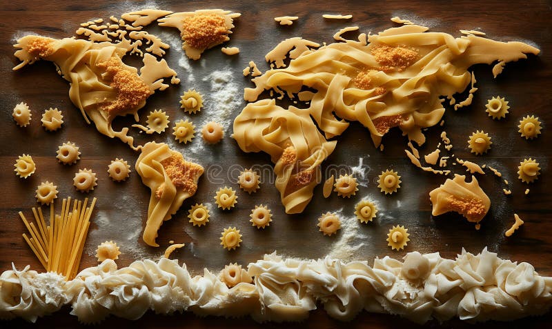 World map made from pasta. stock image. Image of international - 320876045