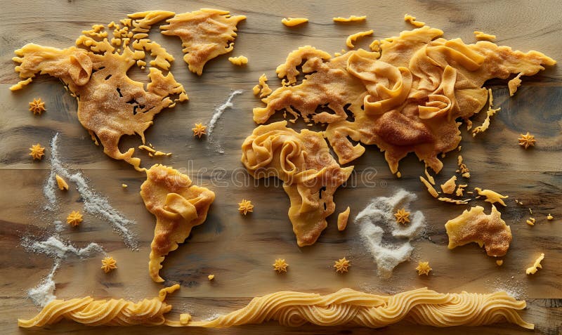 World map made from pasta. stock photo. Image of creative - 320876386