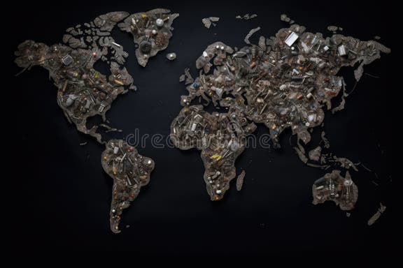 World Map Made of Plastic, Plastic Earth, Garbage Continents, Abstract ...