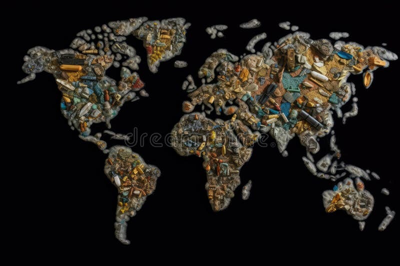 World Map Made of Plastic, Plastic Earth, Garbage Continents, Abstract ...