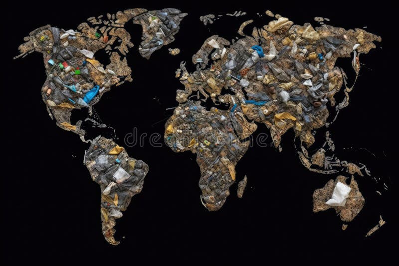 World Map Made of Plastic, Plastic Earth, Garbage Continents, Abstract ...