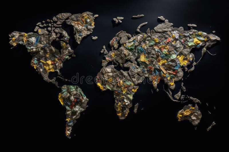World Map Made of Plastic, Plastic Earth, Garbage Continents, Abstract ...