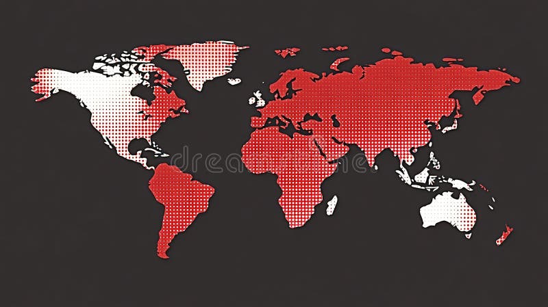 World Map Made of Red and White Dots on Black Background Stock Image ...