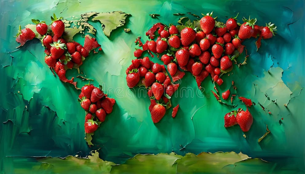 World Map Made from Ripe Strawberries Stock Illustration - Illustration ...