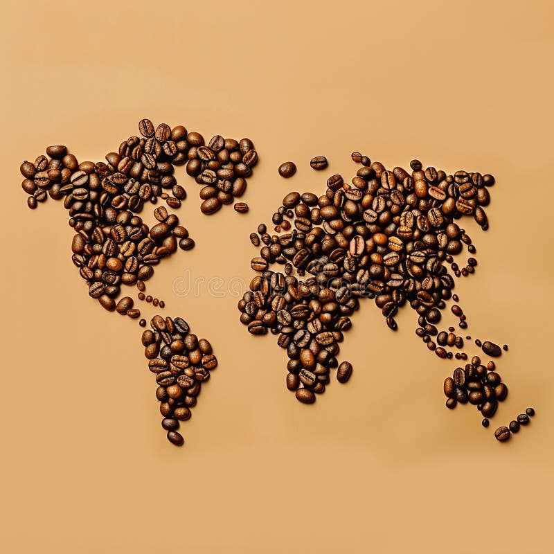 World Map Made of Roasted Coffee Beans. (1 Stock Illustration ...