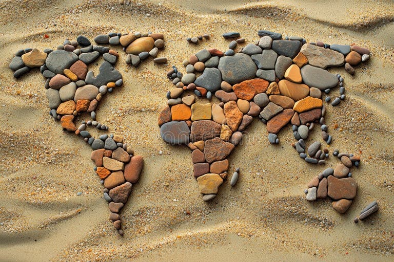 A World Map Made from Small Stones and Pebbles Stock Illustration ...
