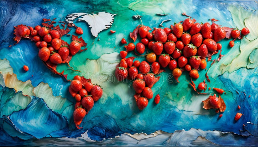 The World Map is Made of Strawberries Stock Illustration - Illustration ...