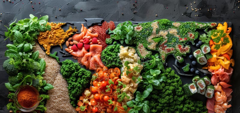 World map made of sushi stock illustration. Illustration of garden ...