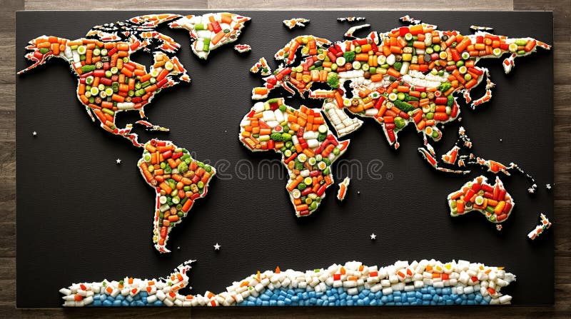 World map made of sushi stock illustration. Illustration of japanese ...
