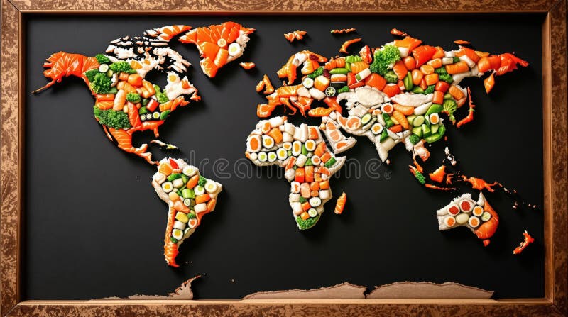 World map made of sushi stock illustration. Illustration of garden ...