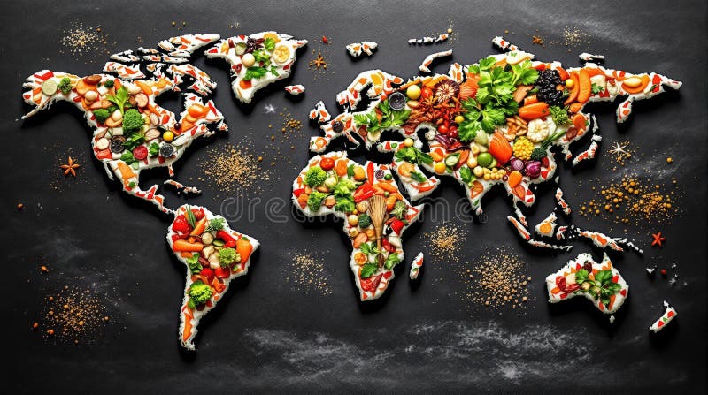 World map made of sushi stock illustration. Illustration of chopsticks ...