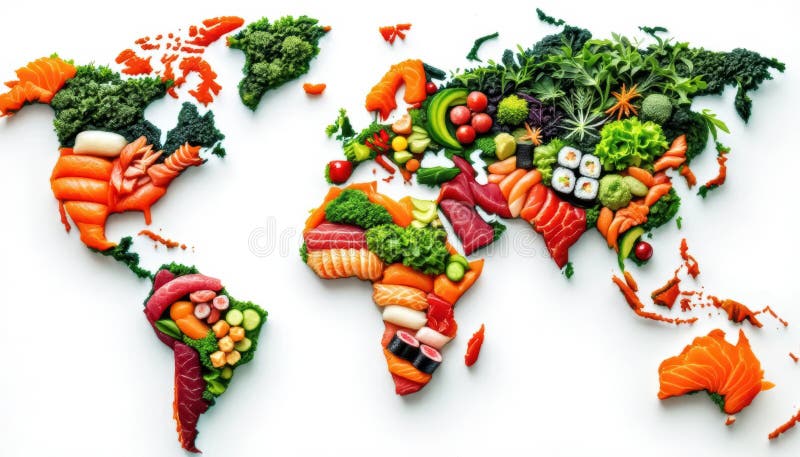 World map made of sushi stock illustration. Illustration of restaurant ...