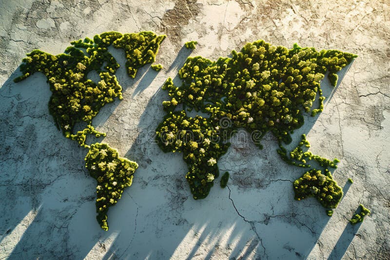 World Map Made of Trees in Forest, Aerial View from Above Stock ...