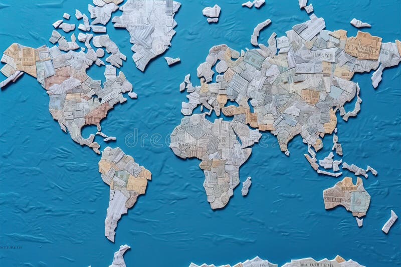 The World Map is Made Up of Pieces of Different Banknotes. Stock ...