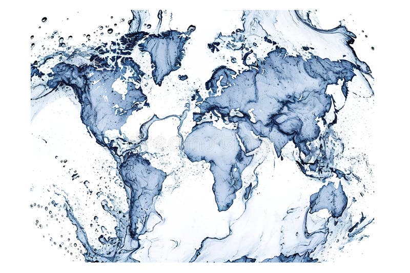 World Map Made of Water. White Isolated Design Element Stock ...