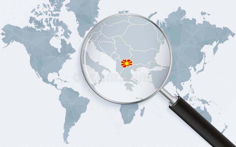 World Map with a Magnifying Glass Pointing at Macedonia. Map of ...