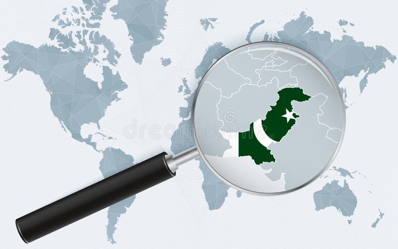World Map with a Magnifying Glass Pointing at Pakistan. Map of Pakistan ...