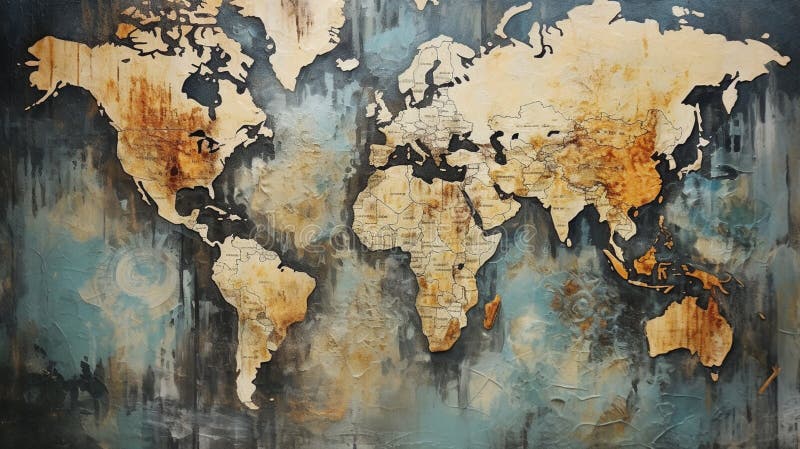 A World Map, a Masterpiece of Mixed-media Art: Collages of Texture ...