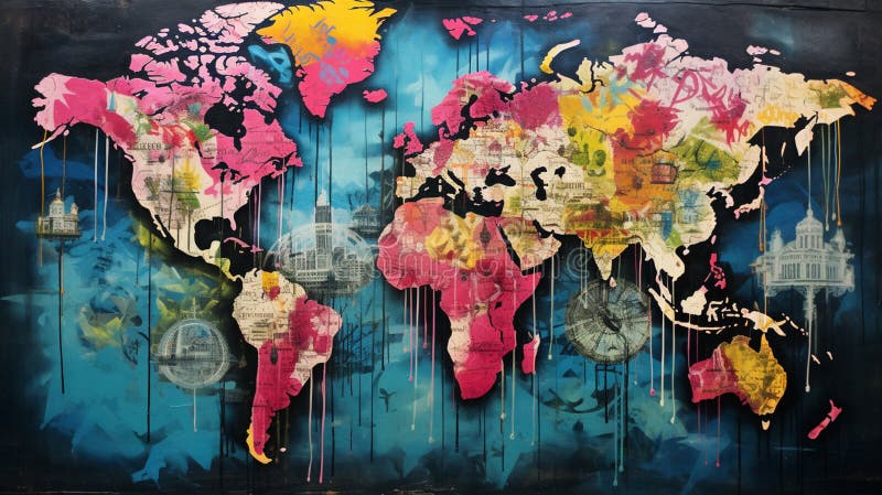 A World Map, a Masterpiece of Mixed-media Art: Collages of Texture ...