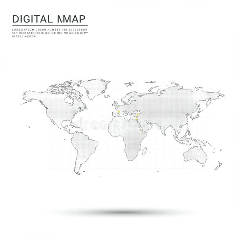 World Map with a Minimalistic Design Featuring Outlines of Continents ...