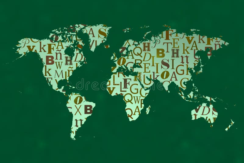 World Map Silhouette Over Type Letter Stock Illustration - Illustration ...