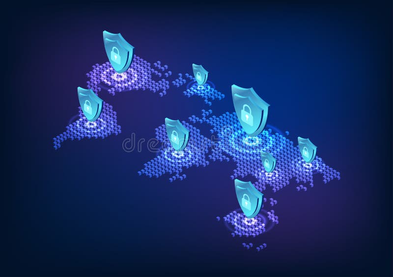 World Map Mixed with Technology the Pixelated World Map Above Features ...