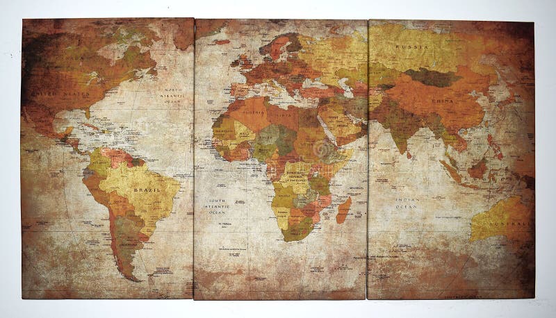 The World Map is Stylized As Ancient Stock Photo - Image of paper ...