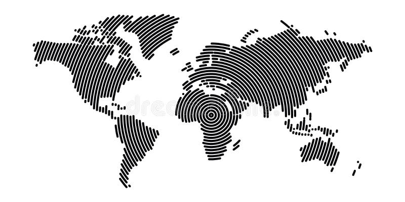 World Map of Red Concentric Rings on White Background. Earthquake ...