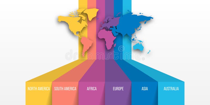 World Map Modern Infographics Continent Stripes Stock Vector ...