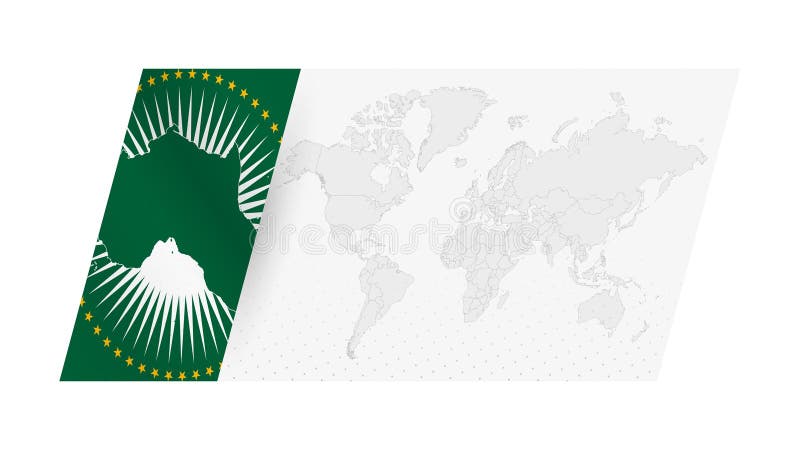 World Map in Modern Style with Flag of African Union on Left Side Stock ...