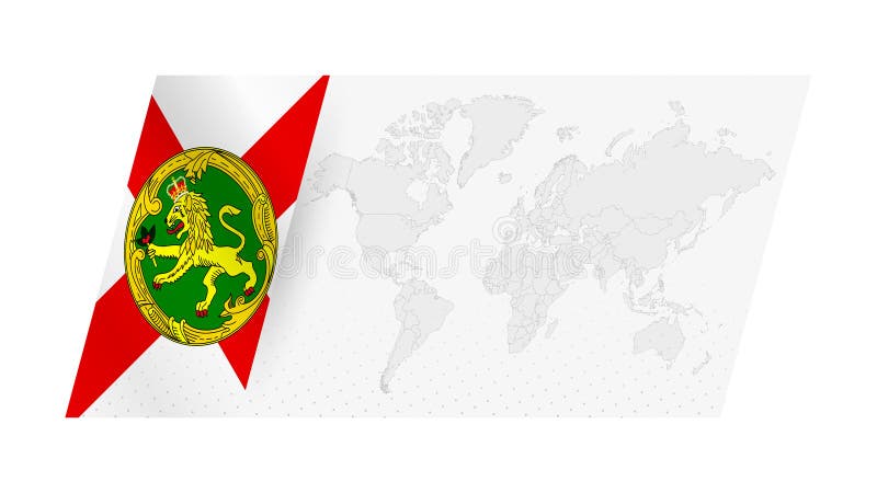 World Map in Modern Style with Flag of Alderney on Left Side Stock ...