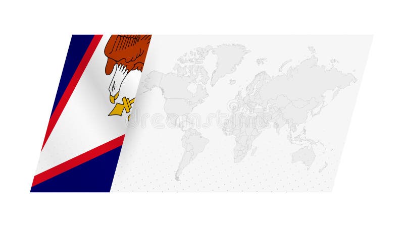 World Map in Modern Style with Flag of American Samoa on Left Side ...