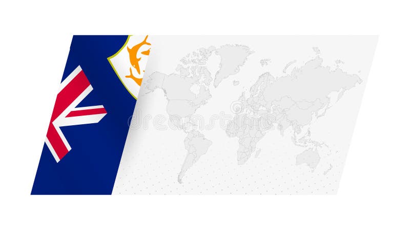 World Map in Modern Style with Flag of Anguilla on Left Side Stock ...