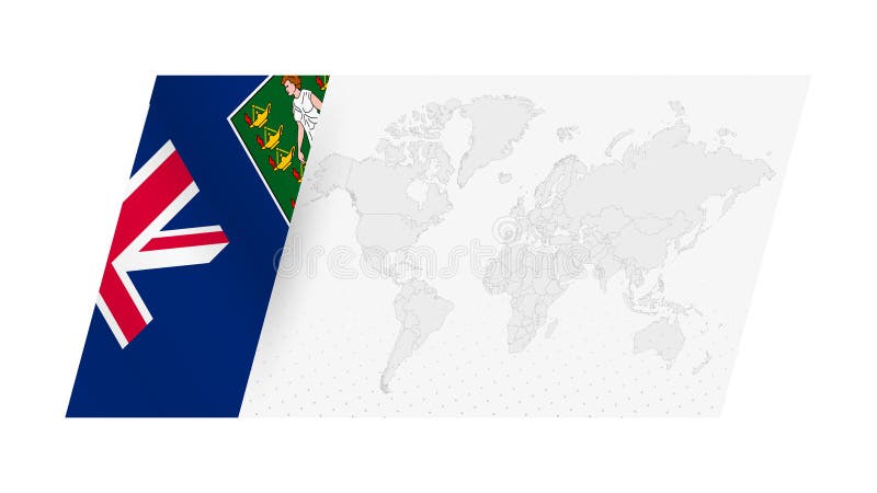 World Map in Modern Style with Flag of British Virgin Islands on Left ...