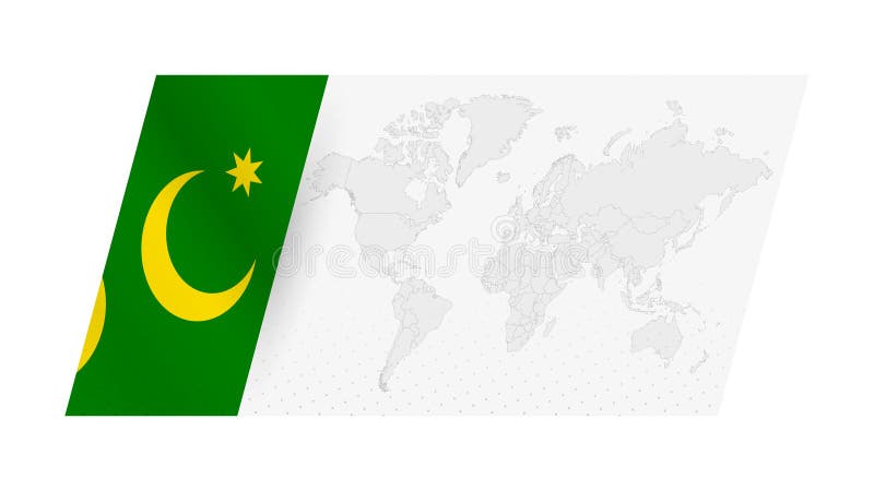World Map in Modern Style with Flag of Cocos Islands on Left Side Stock ...