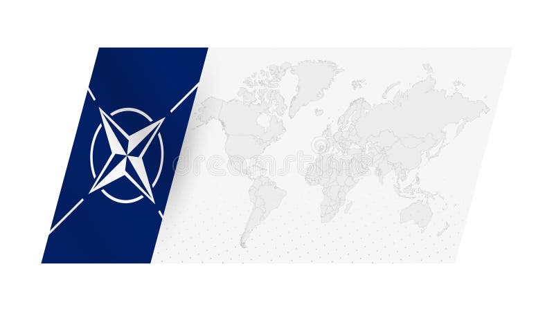 World Map in Modern Style with Flag of Nato on Left Side Stock Vector ...
