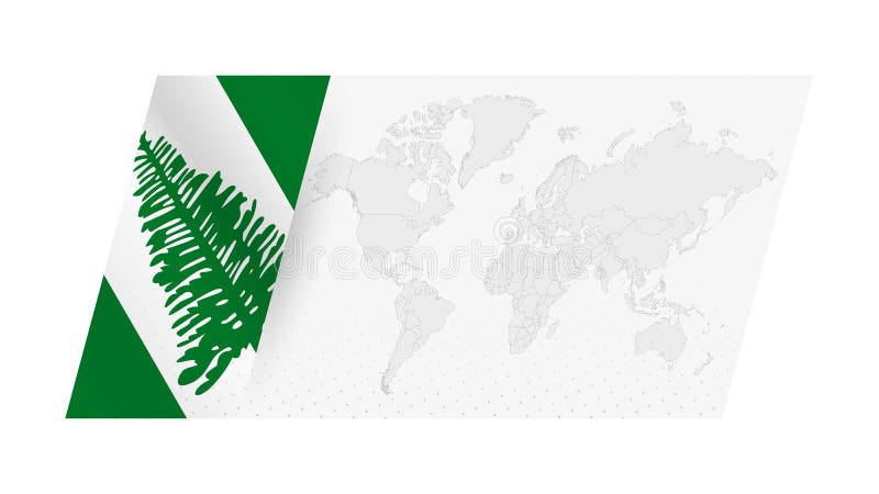 World Map in Modern Style with Flag of Norfolk Island on Left Side ...