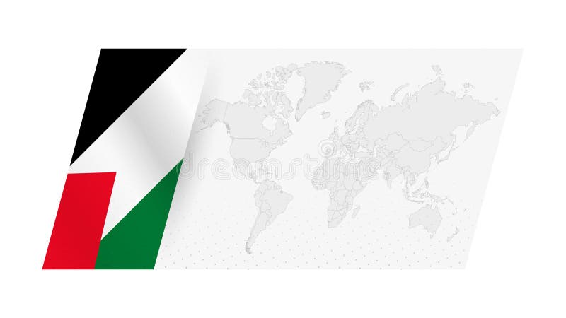 World Map in Modern Style with Flag of Palestine on Left Side Stock ...