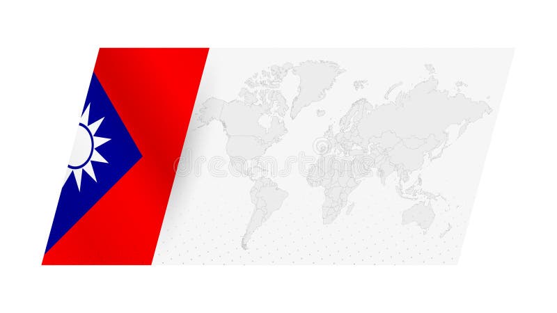 World Map in Modern Style with Flag of Taiwan on Left Side Stock Vector ...