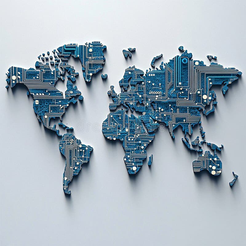 World Map Modern Stylized Design Stock Illustration - Illustration of ...