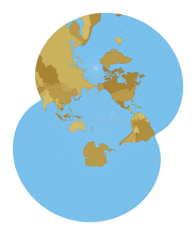 World Map. Modified Stereographic Projection for. Stock Vector ...