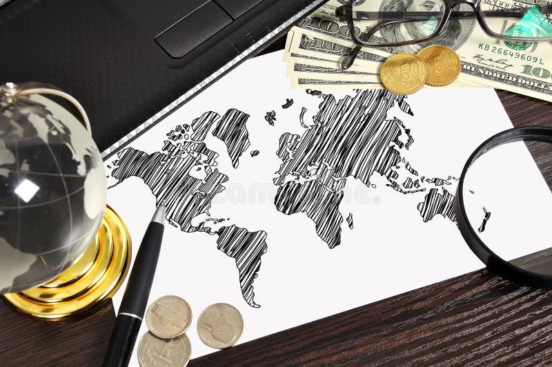 World map and money stock photo. Image of banknote, globe - 29096230