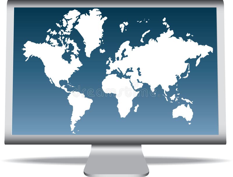 World map on monitor stock vector. Illustration of worldwide - 4725602