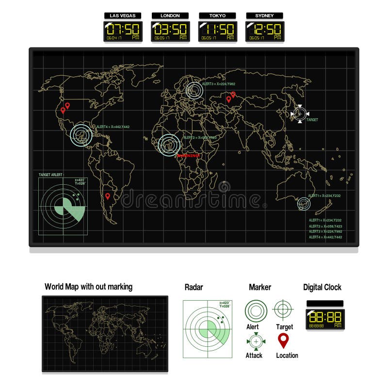 World map on Monitor stock vector. Illustration of creating - 93840214