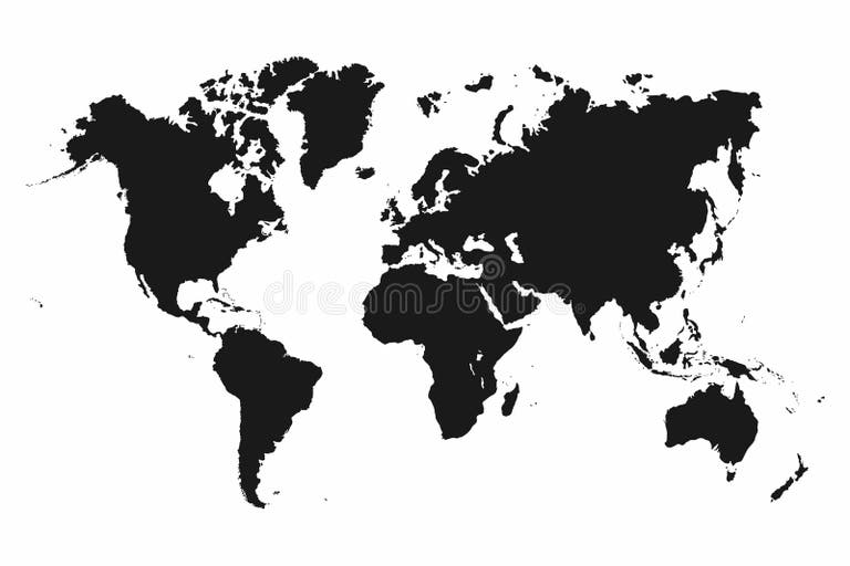 World Map. Monochrome World Map Icon Stock Vector - Illustration of ...