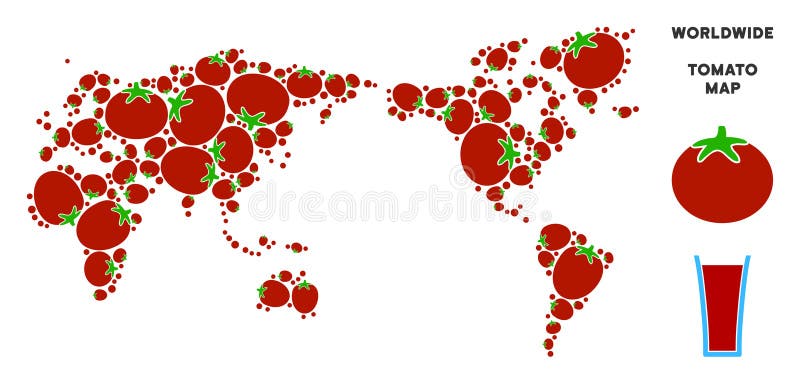World Map Collage of Tomato Stock Vector - Illustration of combined ...