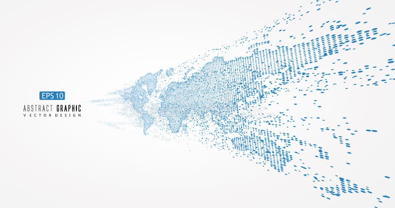 World Map in Motion Consisting of Countless Dots, Vector Illustration ...