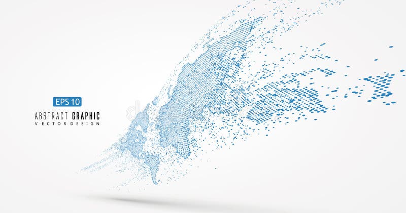 World Map in Motion Consisting of Countless Dots, Vector Illustration ...